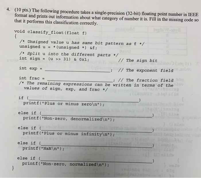 Solved 4. (10 pts.) The following procedure takes a | Chegg.com