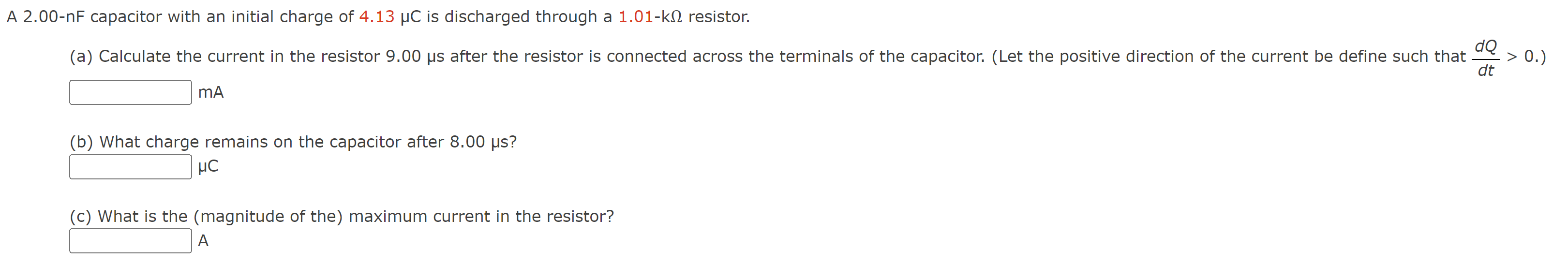 Solved 2.00-nF capacitor with an initial charge of 4.13μC is | Chegg.com