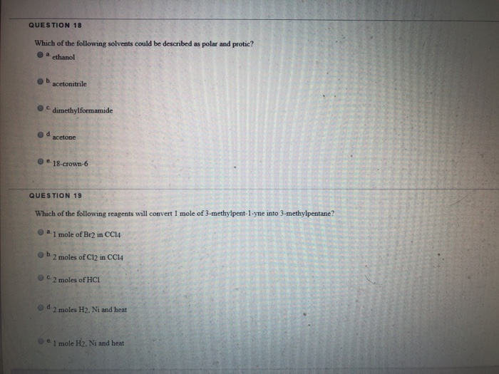 Solved QUES TION 20 a Markovnikov addition of water to an | Chegg.com