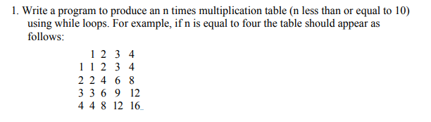 Solved USE C++ Write a program to produce an n times | Chegg.com
