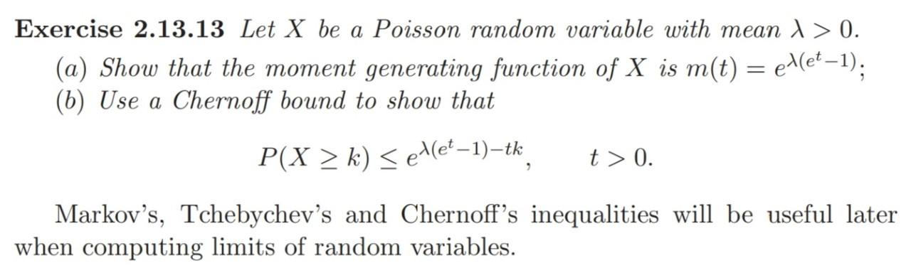 Solved Exercise 2.13.13 Let X be a Poisson random variable | Chegg.com