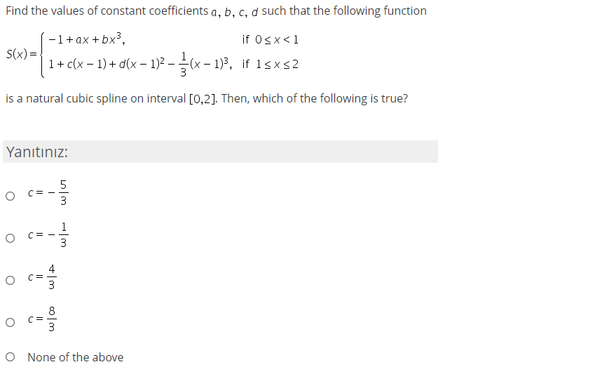 Solved Find the values of constant coefficients a, b, c, d | Chegg.com