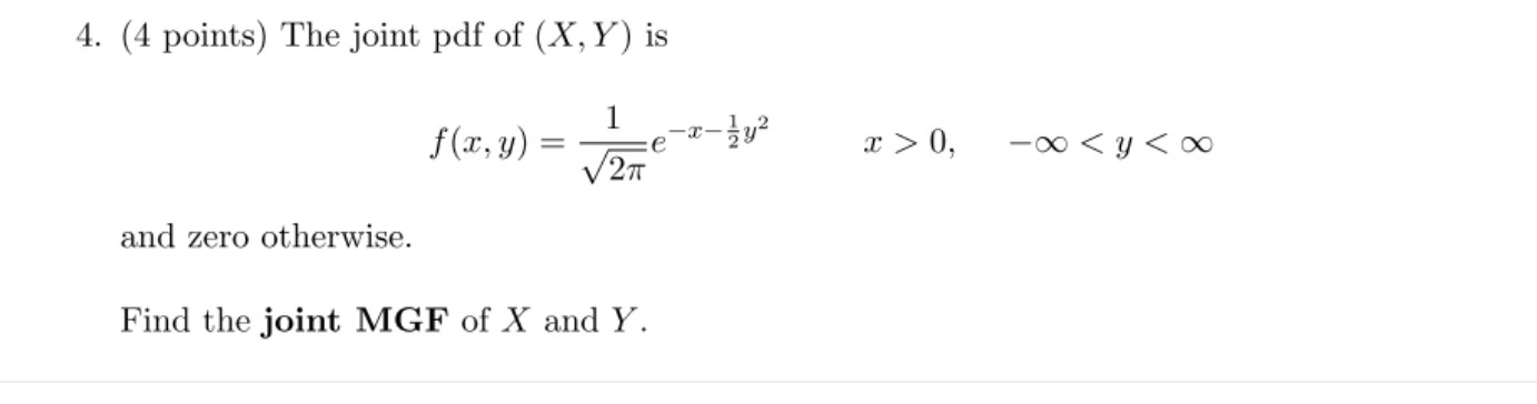 Solved 4. (4 points) The joint pdf of (X,Y) is | Chegg.com