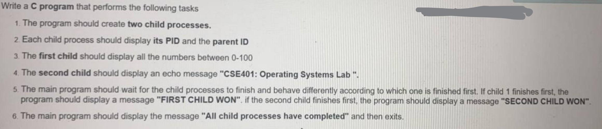 Solved Write a C program that performs the following tasks | Chegg.com