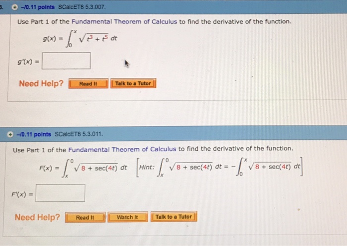Solved 3. (+)-0.11 points SCalcET8 5.3.007. Use Part 1 of | Chegg.com