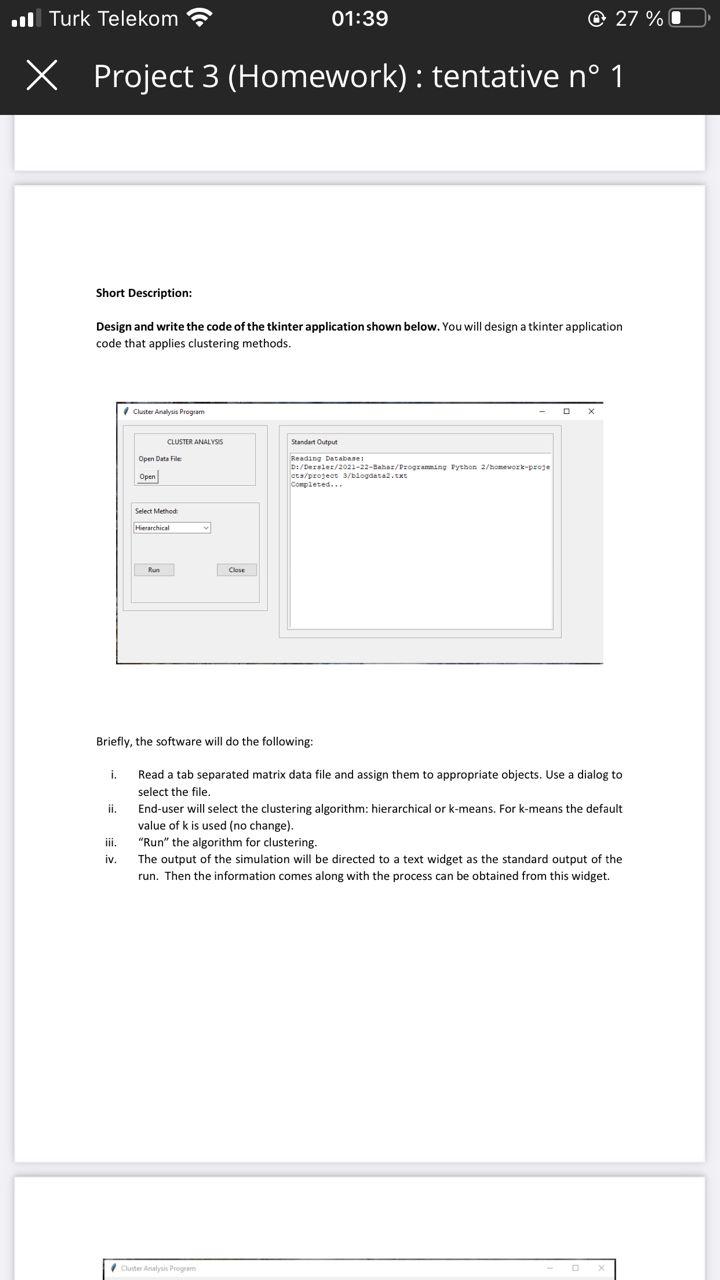 Solved Design and write the code of the tkinter application | Chegg.com