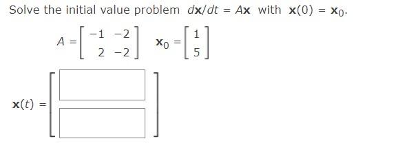Solved Solve the initial value problem dx/dt = Ax with x(0) | Chegg.com