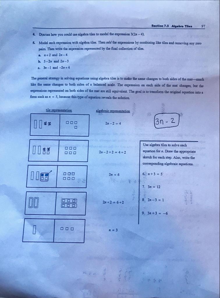 Algebra Tiles Expression Map