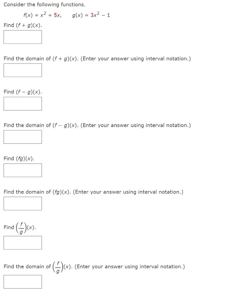 Solved Consider the following functions. | Chegg.com
