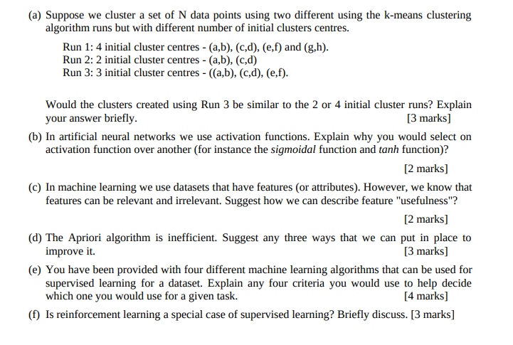 Solved (a) Suppose we cluster a set of N data points using | Chegg.com