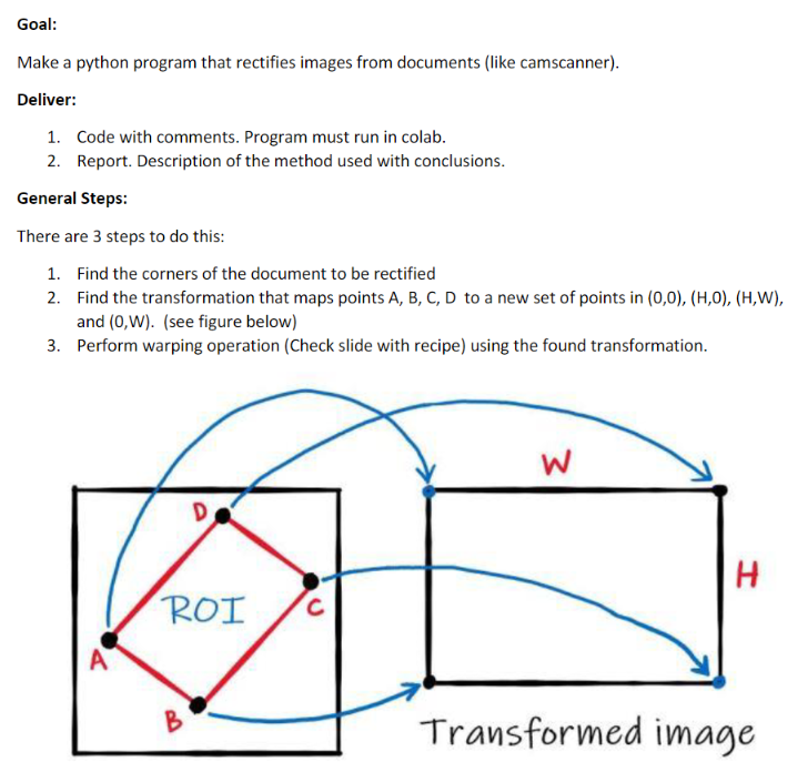 Solved Goal: Make a python program that rectifies images | Chegg.com