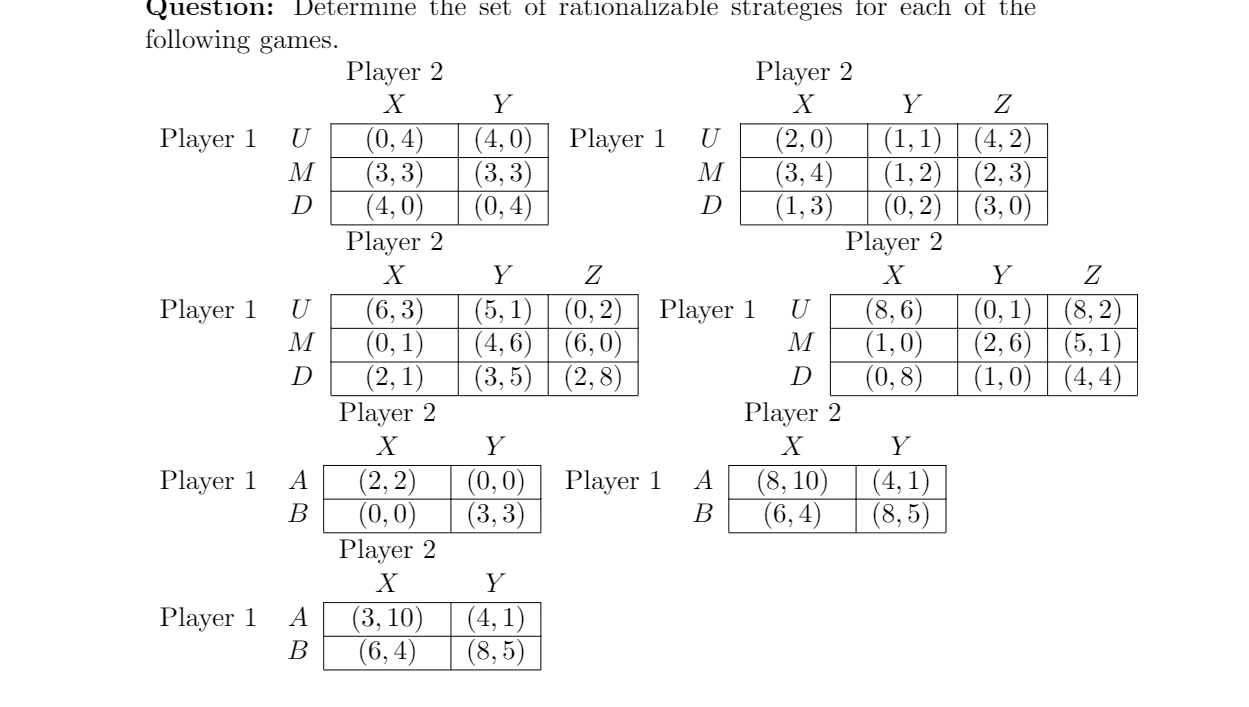 Question: Determine the set of rationalizable | Chegg.com