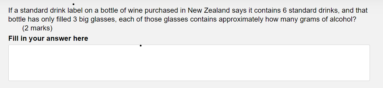 Solved If a standard drink label on a bottle of wine | Chegg.com