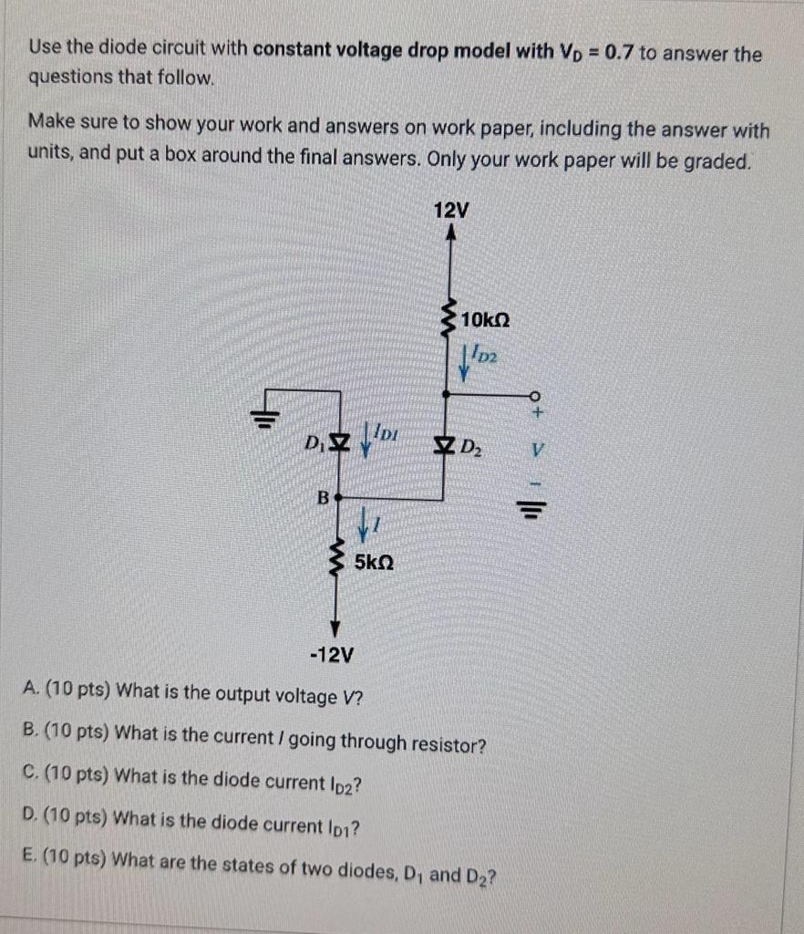 Solved Use the diode circuit with constant voltage drop | Chegg.com