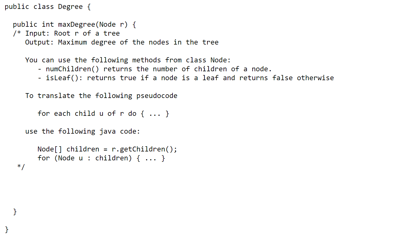 5.(i) (7 marks) Complete the provided Java class | Chegg.com