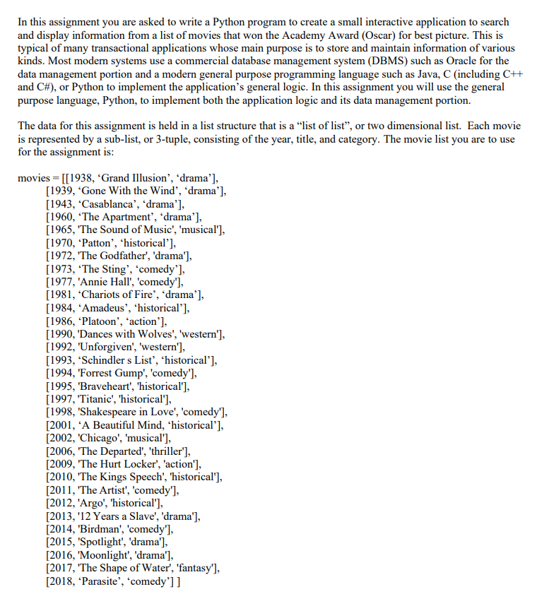 Solved In this assignment you are asked to write a Python | Chegg.com