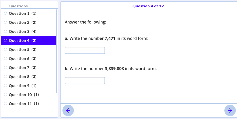 Solved Questions Question 4 of 12 O Question 1 (1) O | Chegg.com