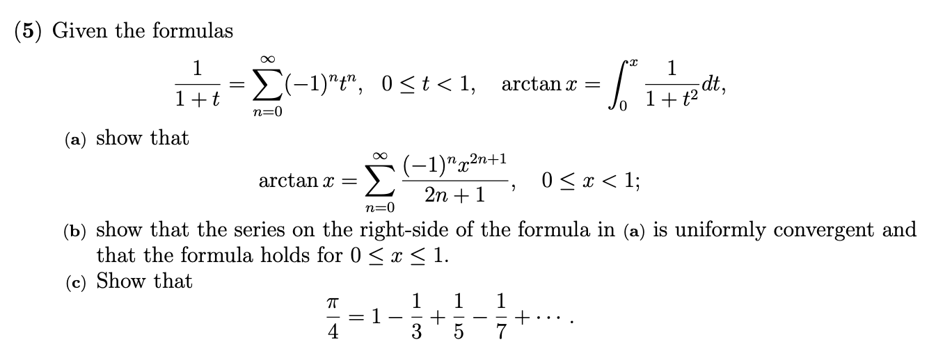 Solved (5) Given the formulas | Chegg.com