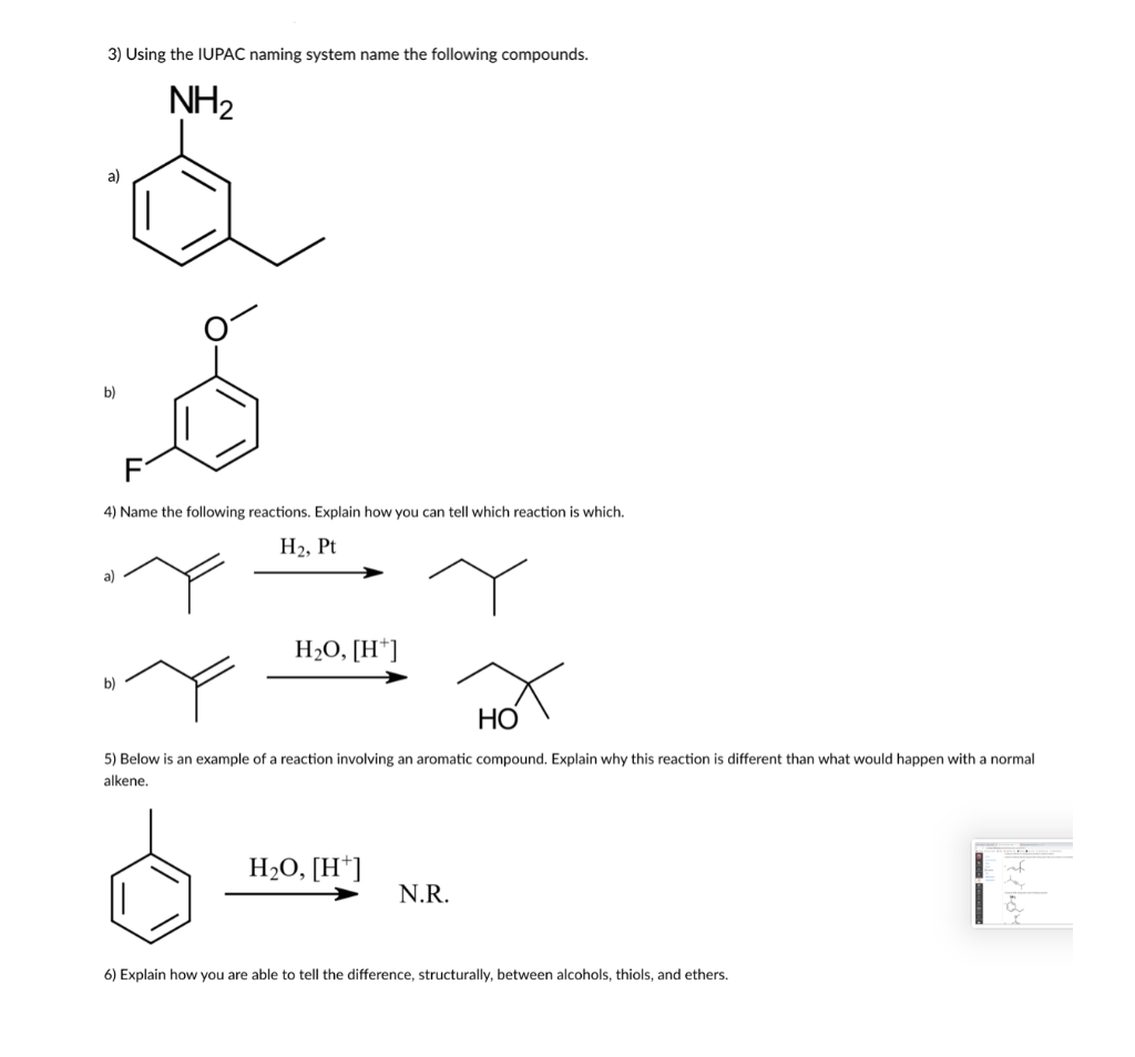 Solved 3) Using the IUPAC naming system name the following | Chegg.com