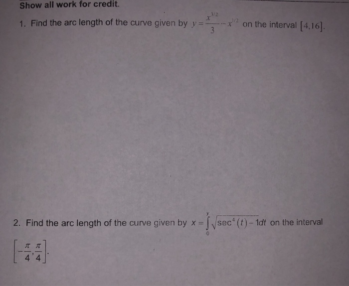Solved Show all work for credit. 23/2 1. Find the arc length | Chegg.com