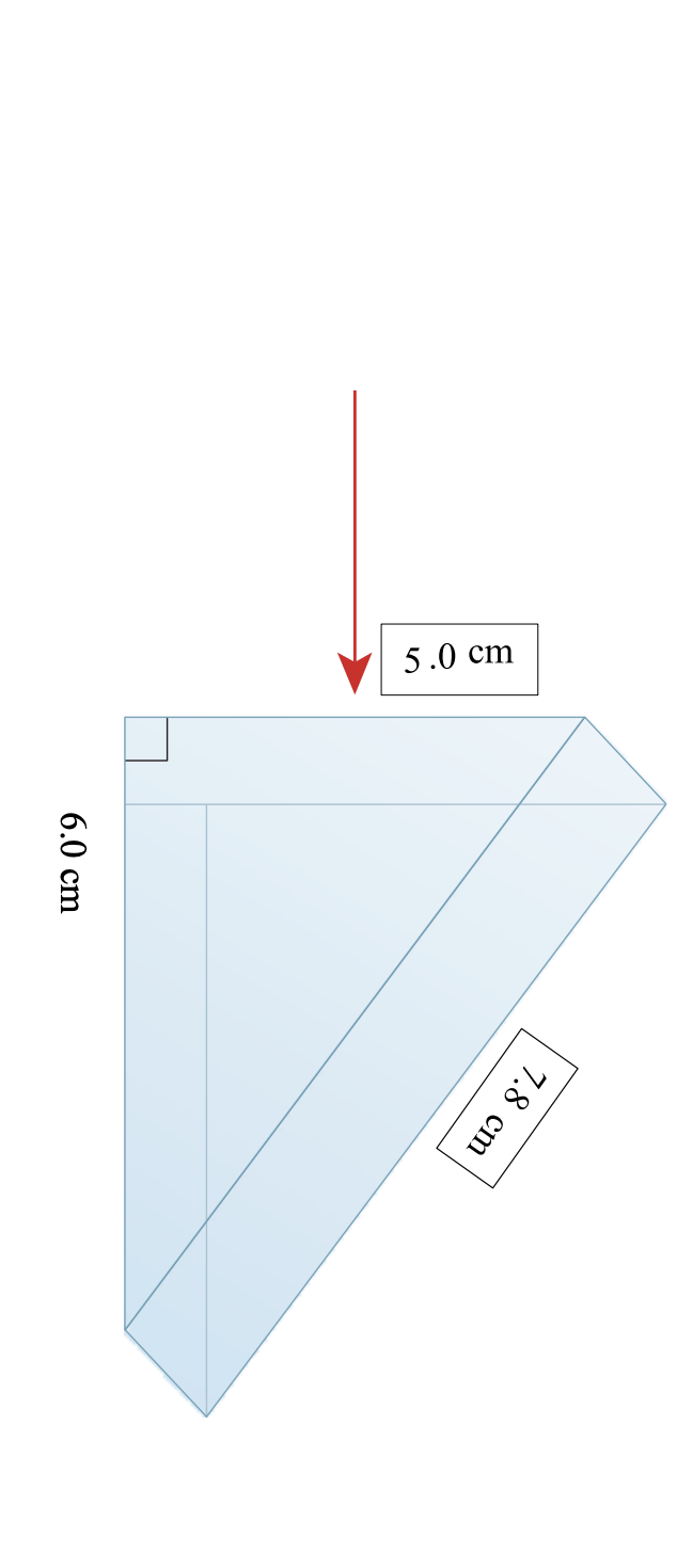 Solved A right triangular prism has edge lengths of 5.0 cm, | Chegg.com