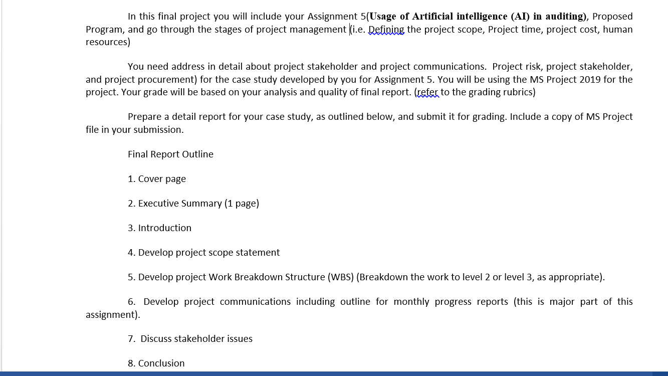 Solved In this final project you will include your | Chegg.com