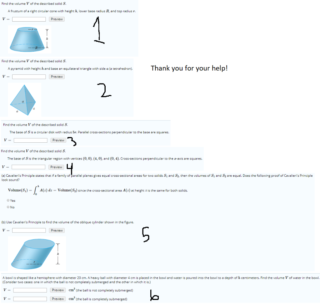 Solved Find the volume V of the described solid S. A frustum | Chegg.com