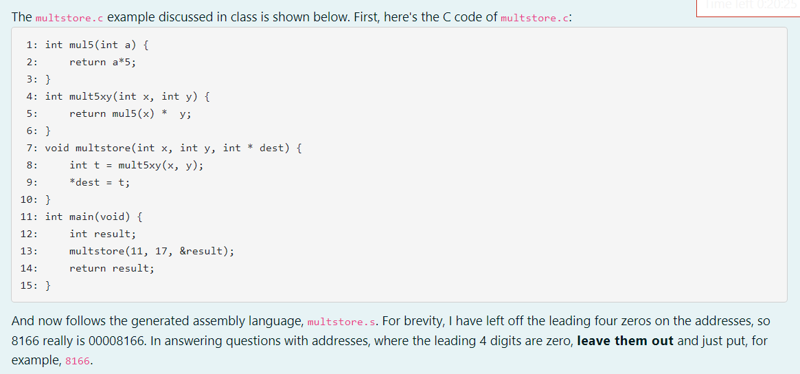 Solved The multstore. c example discussed in class is shown | Chegg.com