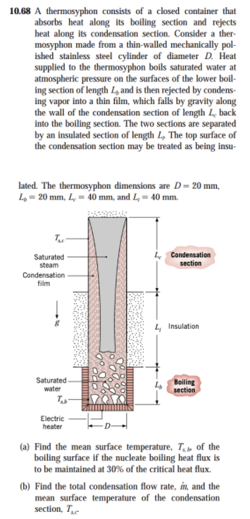 Solved 10.68 A thermosyphon consists of a closed container | Chegg.com