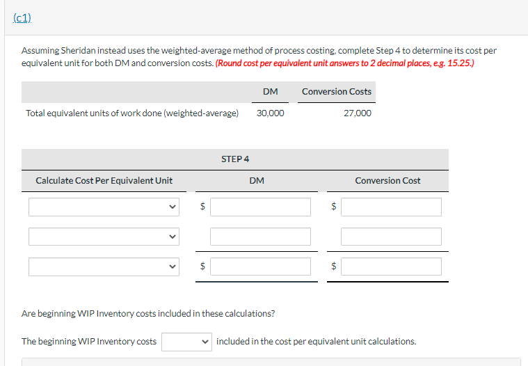 Solved The processing department at Sheridan Corporation | Chegg.com