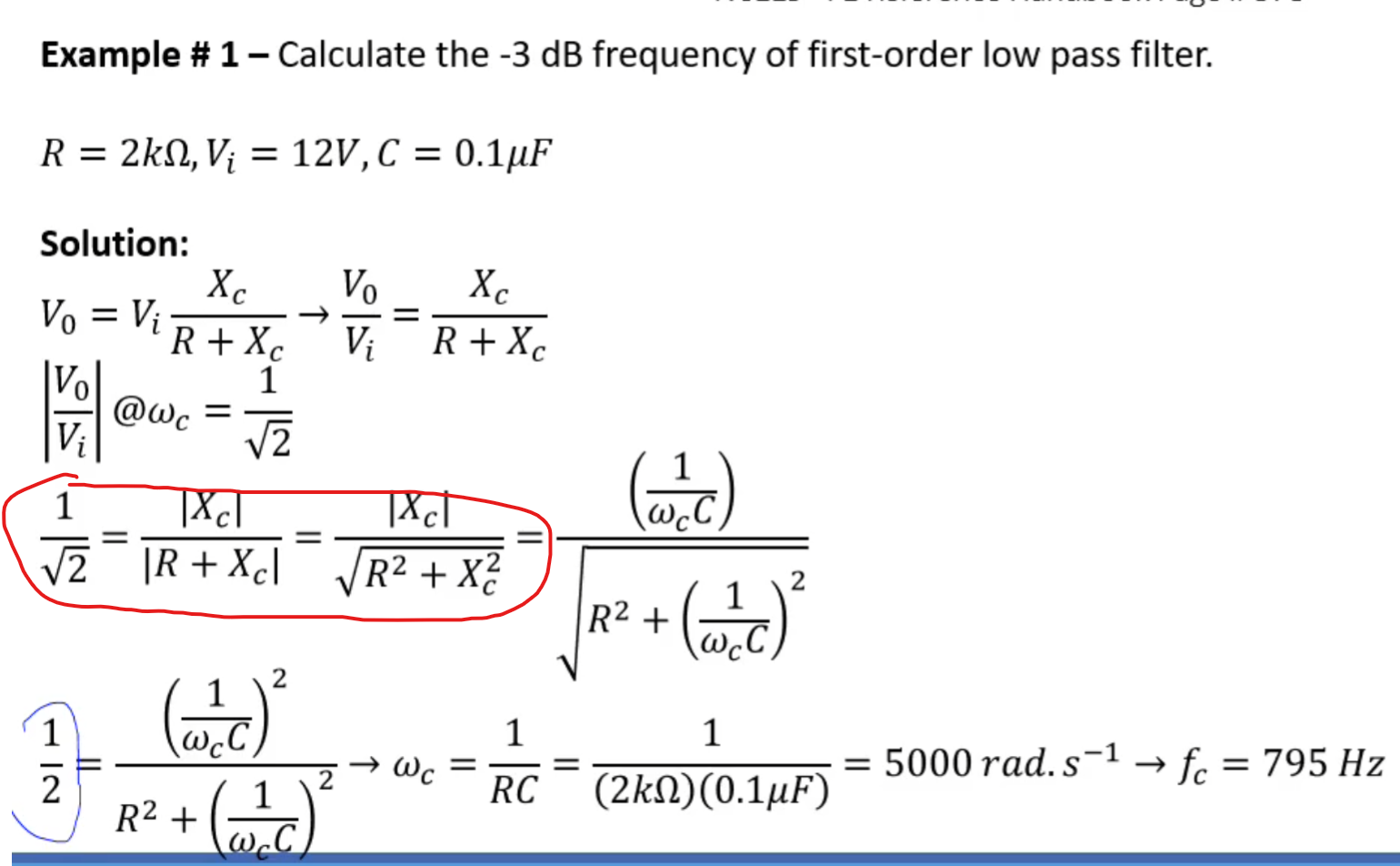 Solved Example \# 1 - Calculate the −3dB frequency of | Chegg.com