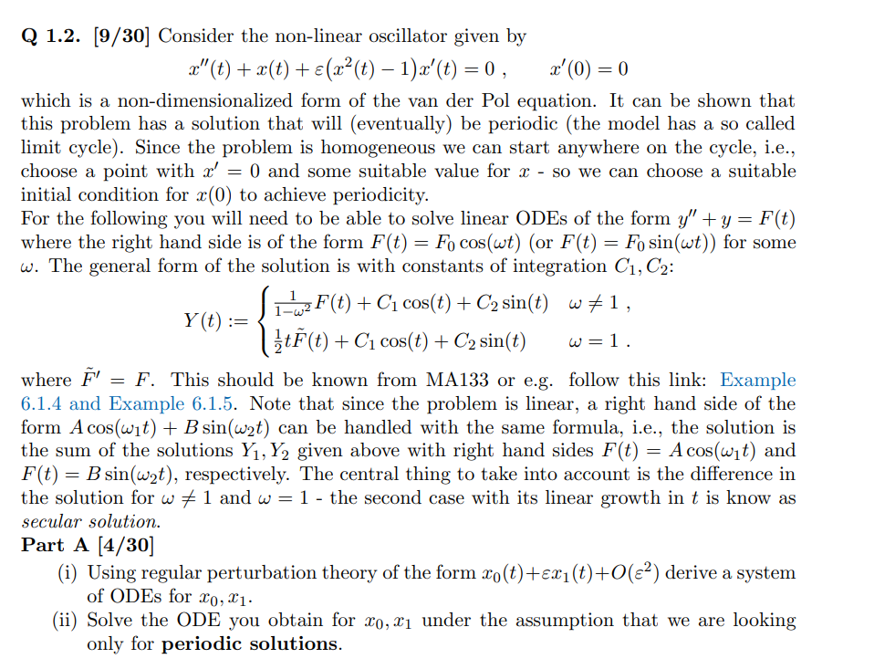 Solved a Q 1.2. [9/30] Consider the non-linear oscillator | Chegg.com