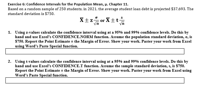 Solved Exercise 6: Confidence Intervals for the Population | Chegg.com