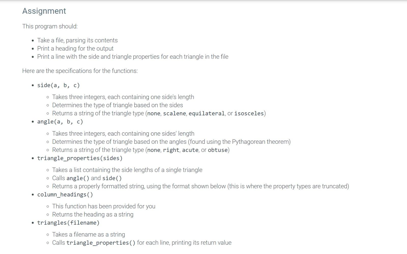 Solved Assignment This program should: Take a file, parsing | Chegg.com