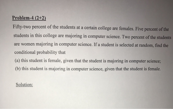 Solved Fifty-two percent of the students at a certain | Chegg.com
