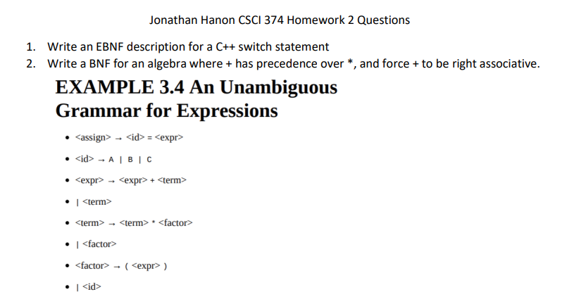 Solved Jonathan Hanon CSCI 374 Homework 2 Questions 1. Write | Chegg.com