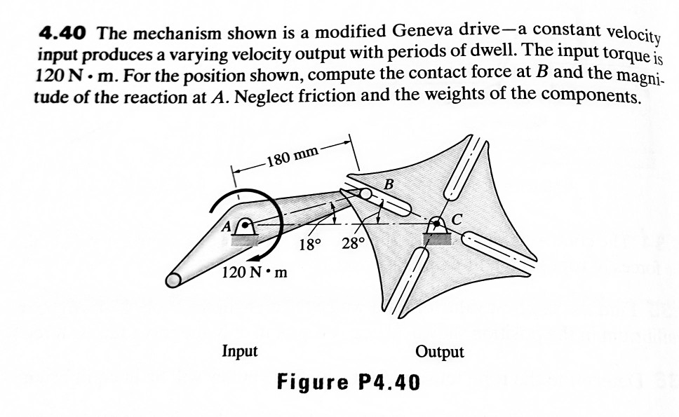 Solved 4.40 The mechanism shown is a modified Geneva drive-a | Chegg.com