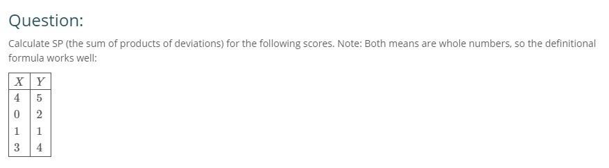Solved Question: Calculate SP (the sum of products of | Chegg.com