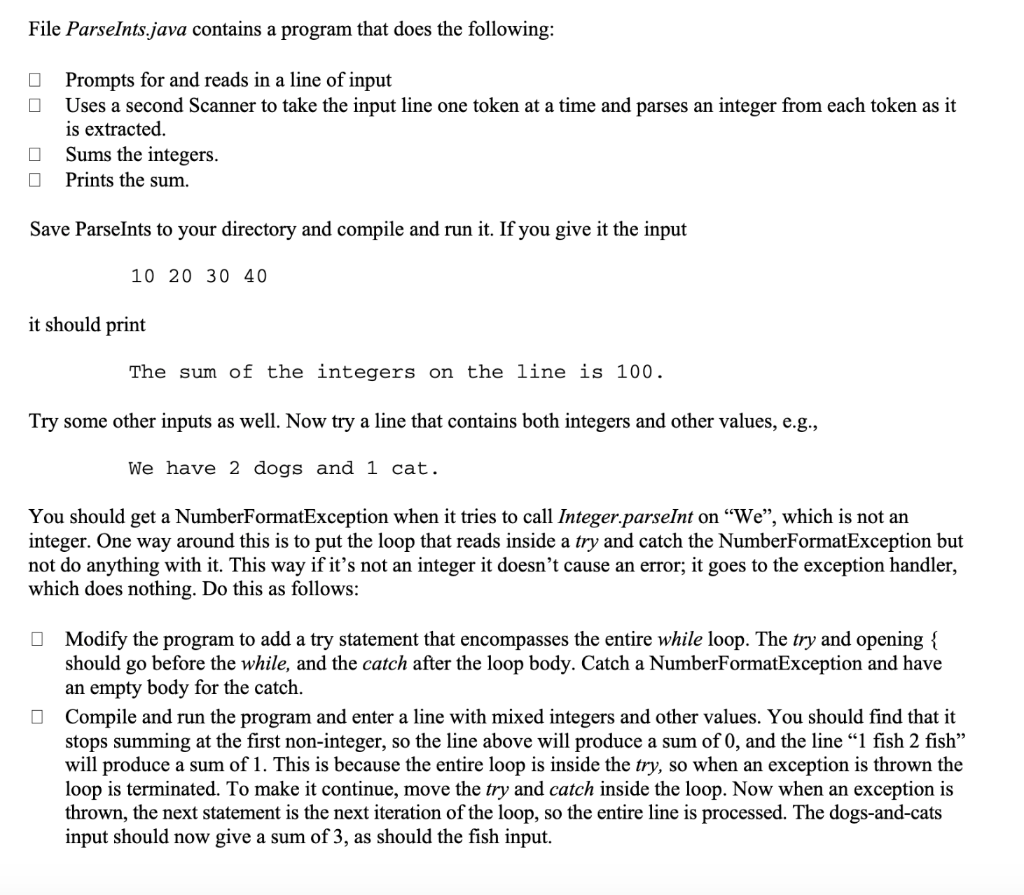 Solved File ParseInts.java contains a program that does the | Chegg.com