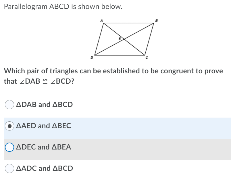 Solved Parallelogram ABCD is shown below. B D с Which pair | Chegg.com