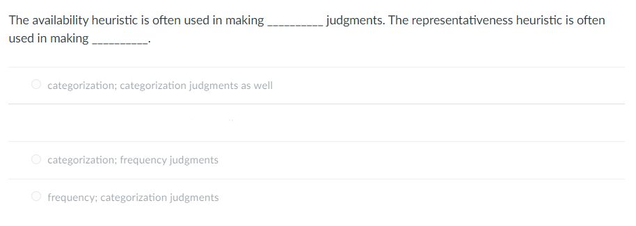 Solved judgments. The representativeness heuristic is often | Chegg.com