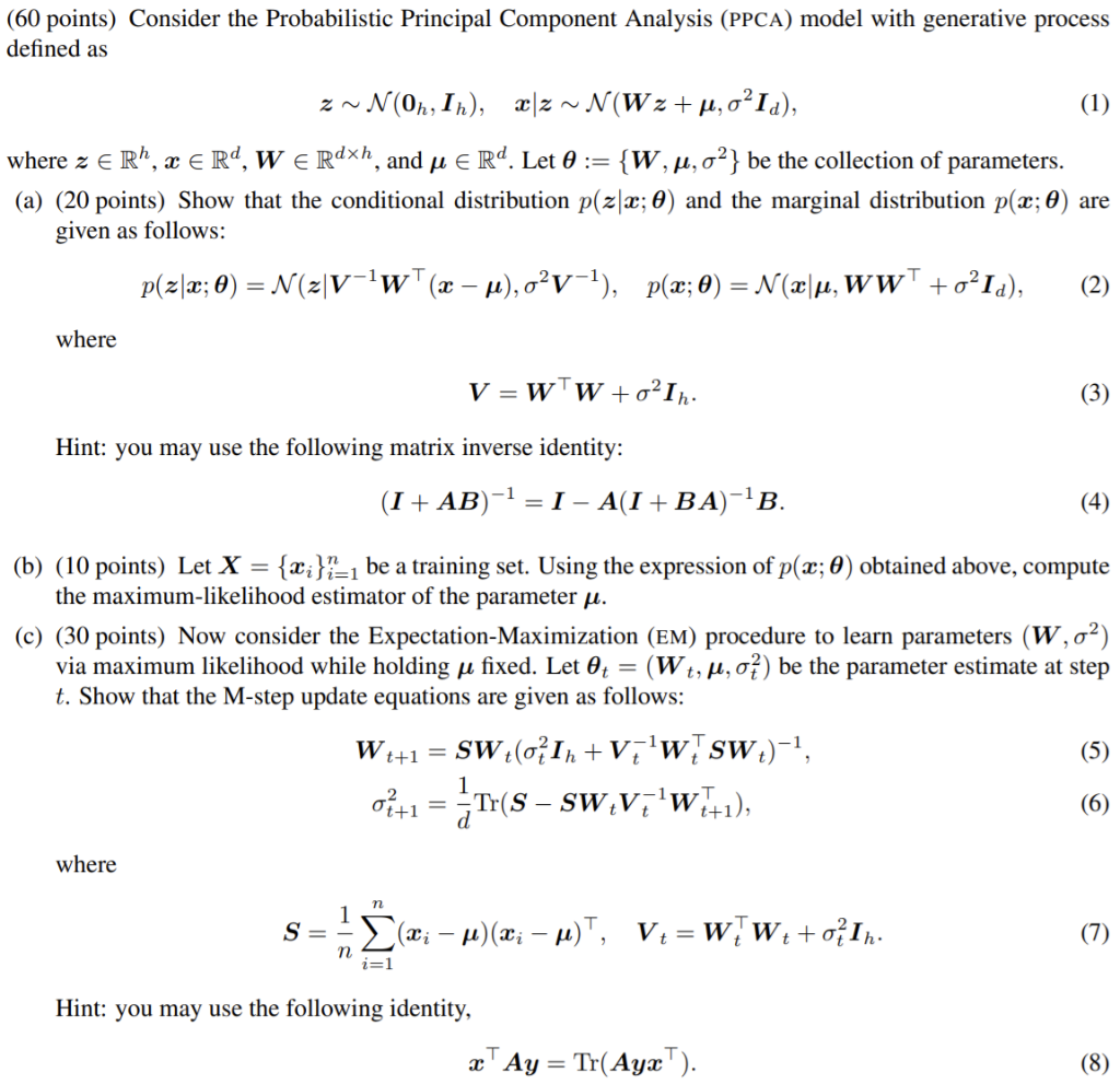 Solved Consider the Probabilistic Principal Component | Chegg.com