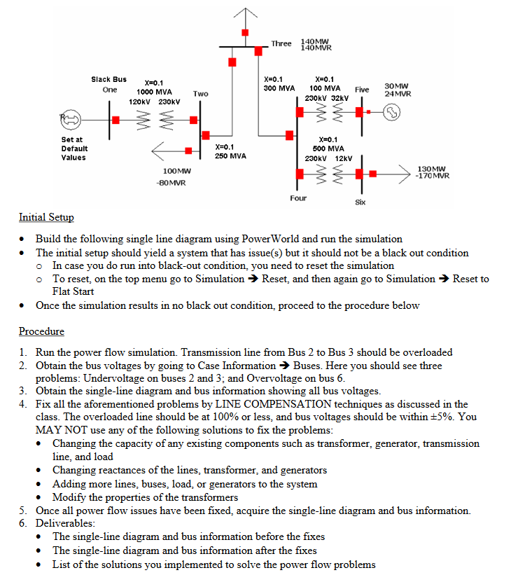 Solved Initial Setup Build the following single line diagram | Chegg.com