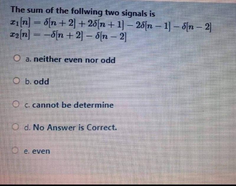 Solved The Sum Of The Follwing Two Signals Is 21 N 8 N 