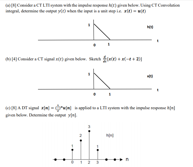 Solved (a) [8] Consider a CT LTI system with the impulse | Chegg.com