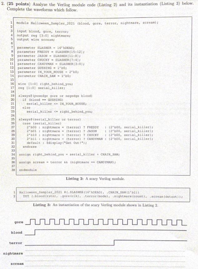 Solved 2. (25 points) Analyze the Verilog module code | Chegg.com