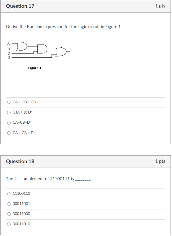 Solved Question 17Derive the Boolean expression for the | Chegg.com