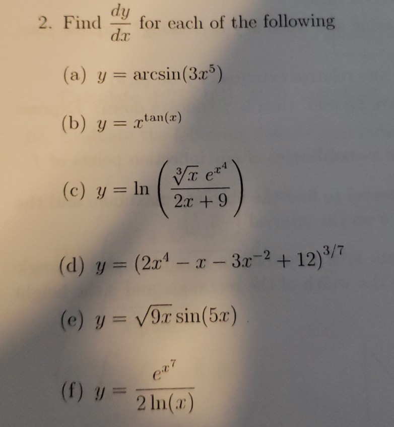 Solved Find for each of the following dr (a) y = arcsin (3x) | Chegg.com