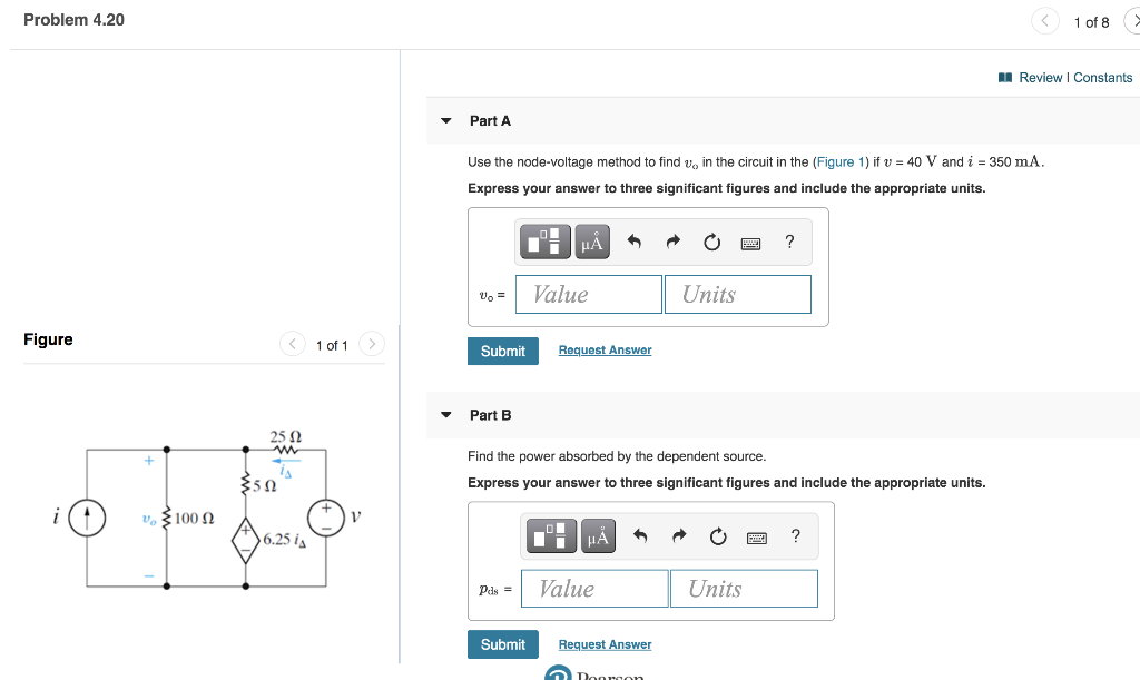 Solved Problem 4.20 1 of 8 II Review | Constants Part A Use | Chegg.com