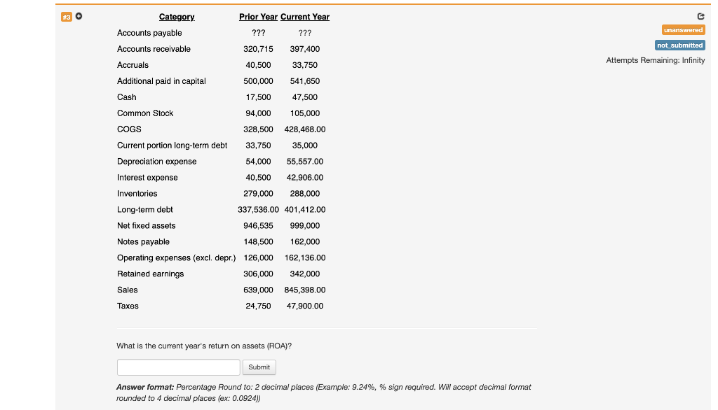 Solved #3 unanswered not_submitted Attempts Remaining: | Chegg.com